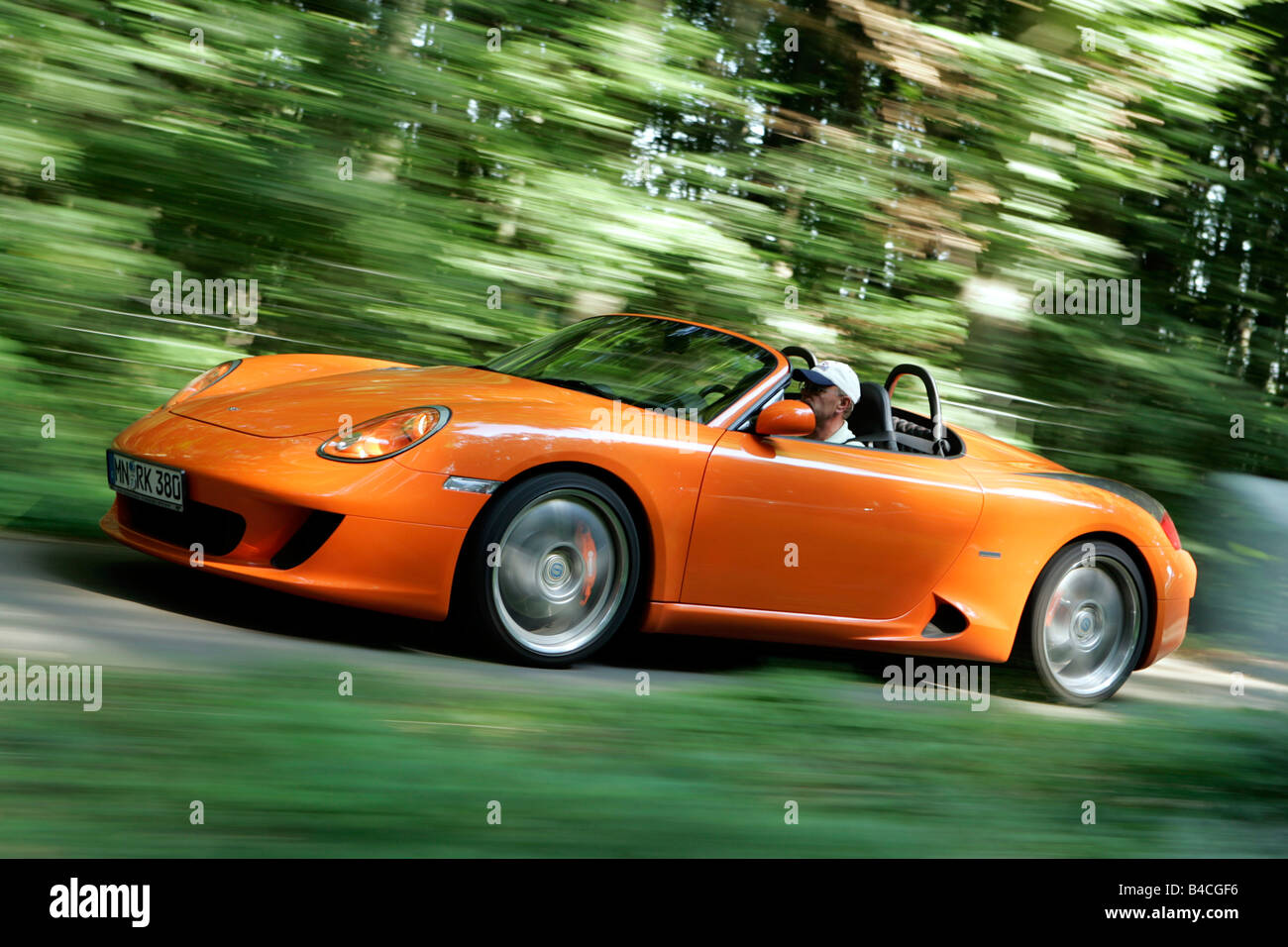 Car, Ruf R Spyder, Convertible, orange , model year 2005-, open top ...