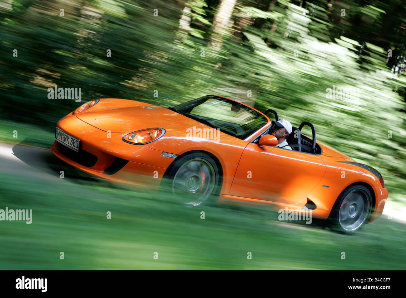 Car, Ruf R Spyder, Convertible, orange , model year 2005-, open top ...