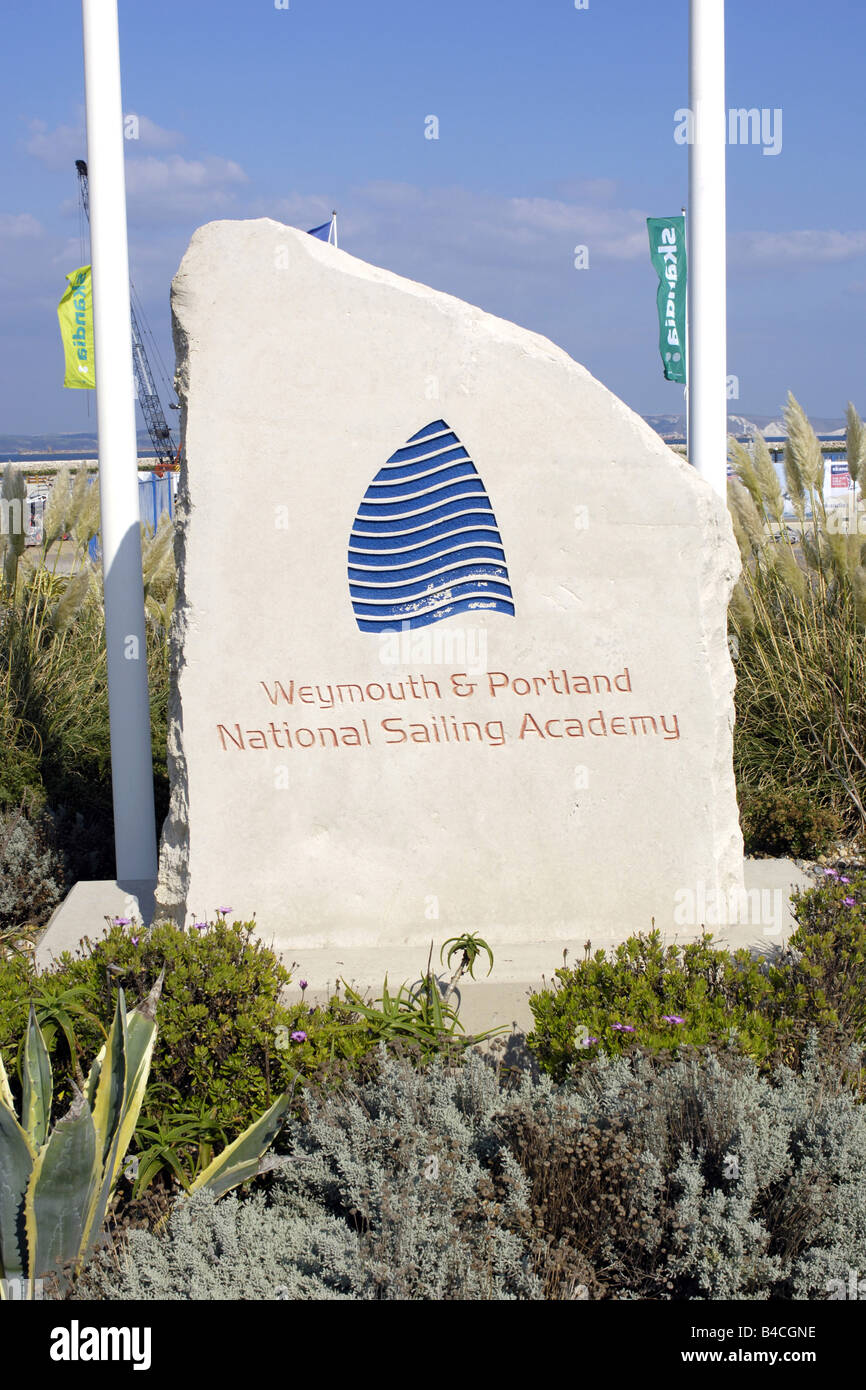 Weymouth and Portland Sailing Academy sign Stock Photo - Alamy