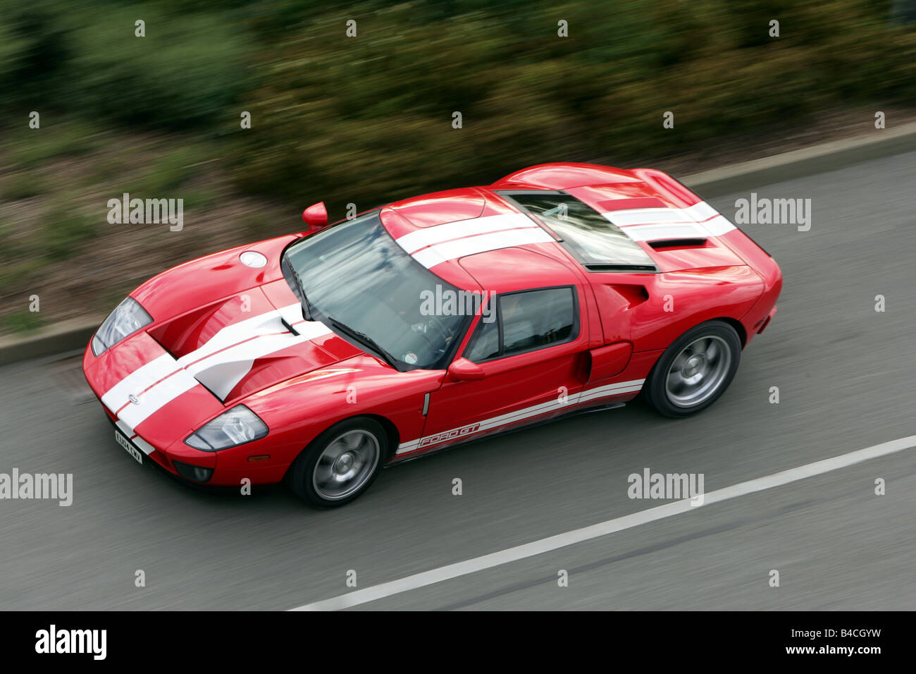 Ford GT, model year 2005-, white-red, driving, standing, upholding ...