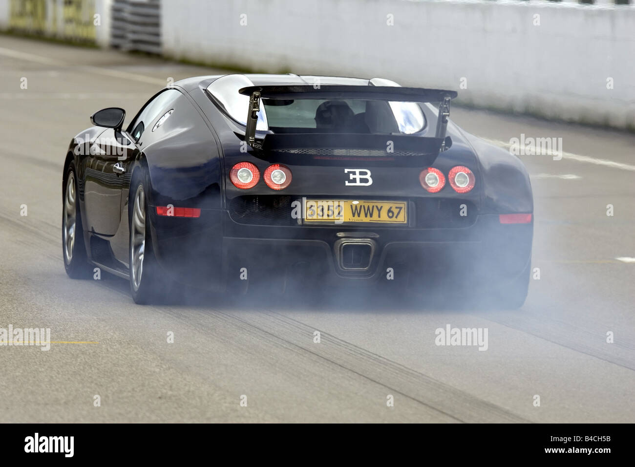 Bugatti Veyron 16.4, model year 2005-, black, driving, diagonal from ...