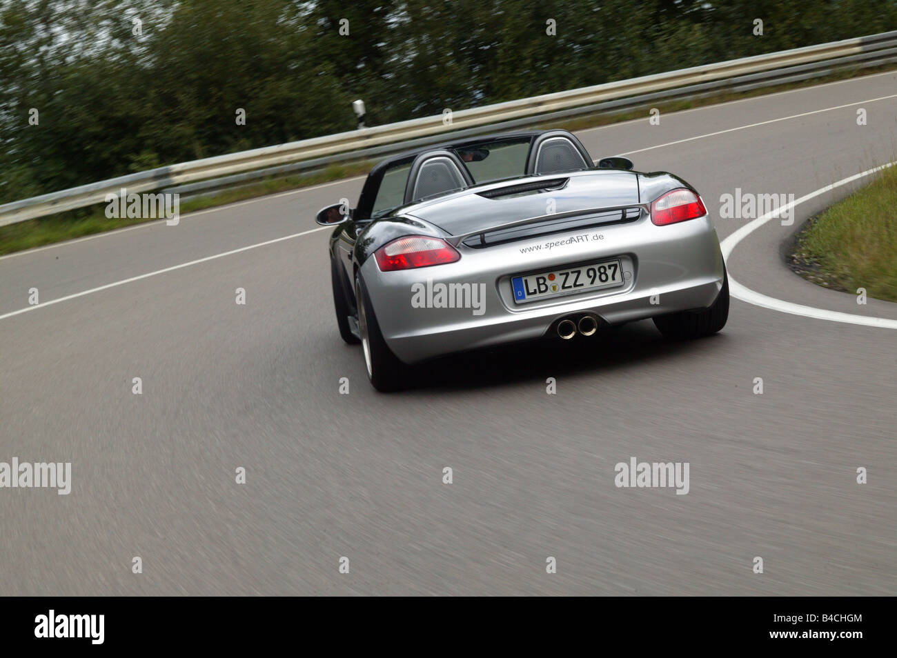 Speedart Porsche Boxster, model year 2005, black/silver, open top ...
