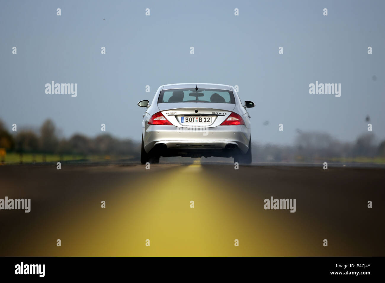 Brabus CLS V12 S Rocket, silver, model year 2005-, driving, rear view ...