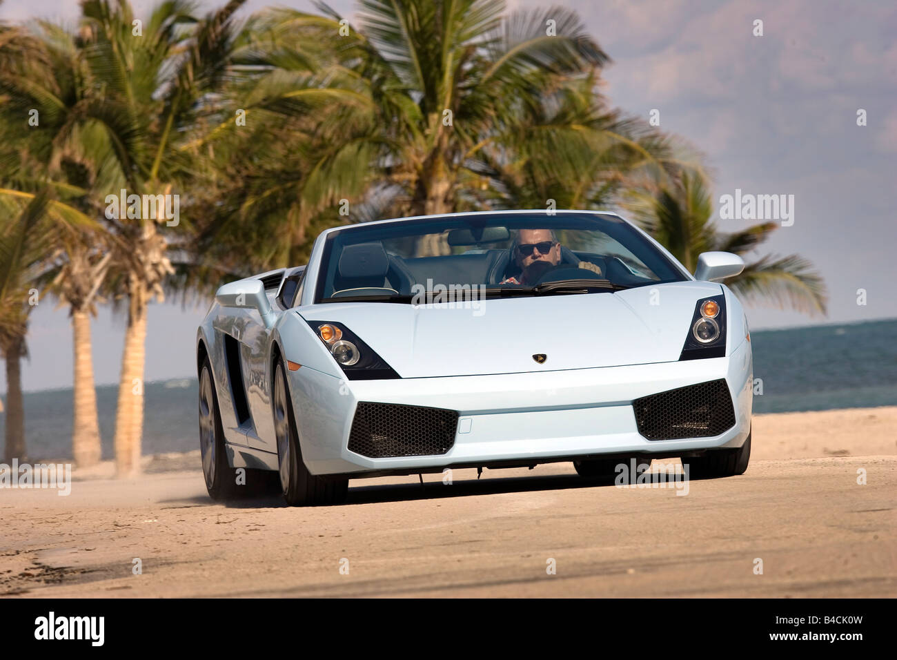Lamborghini Gallardo Spider, model year 2005-, hellblue moving ...