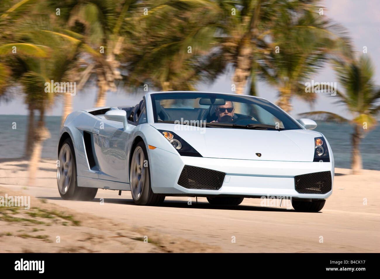 Lamborghini Gallardo Spider, model year 2005-, hellblue moving ...