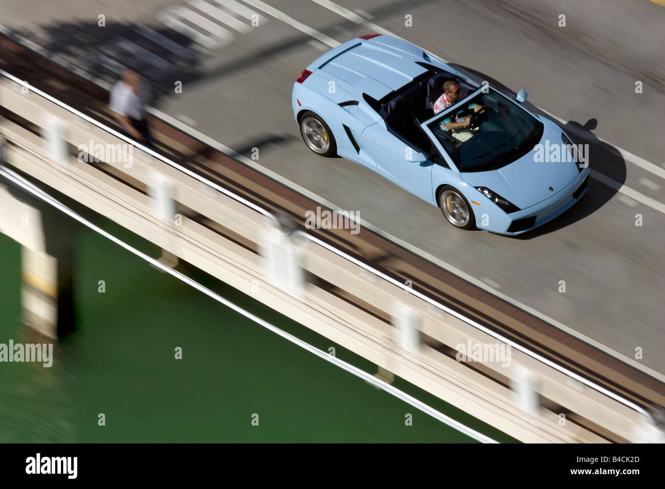 Lamborghini Gallardo Spider, model year 2005-, hellblue moving ...
