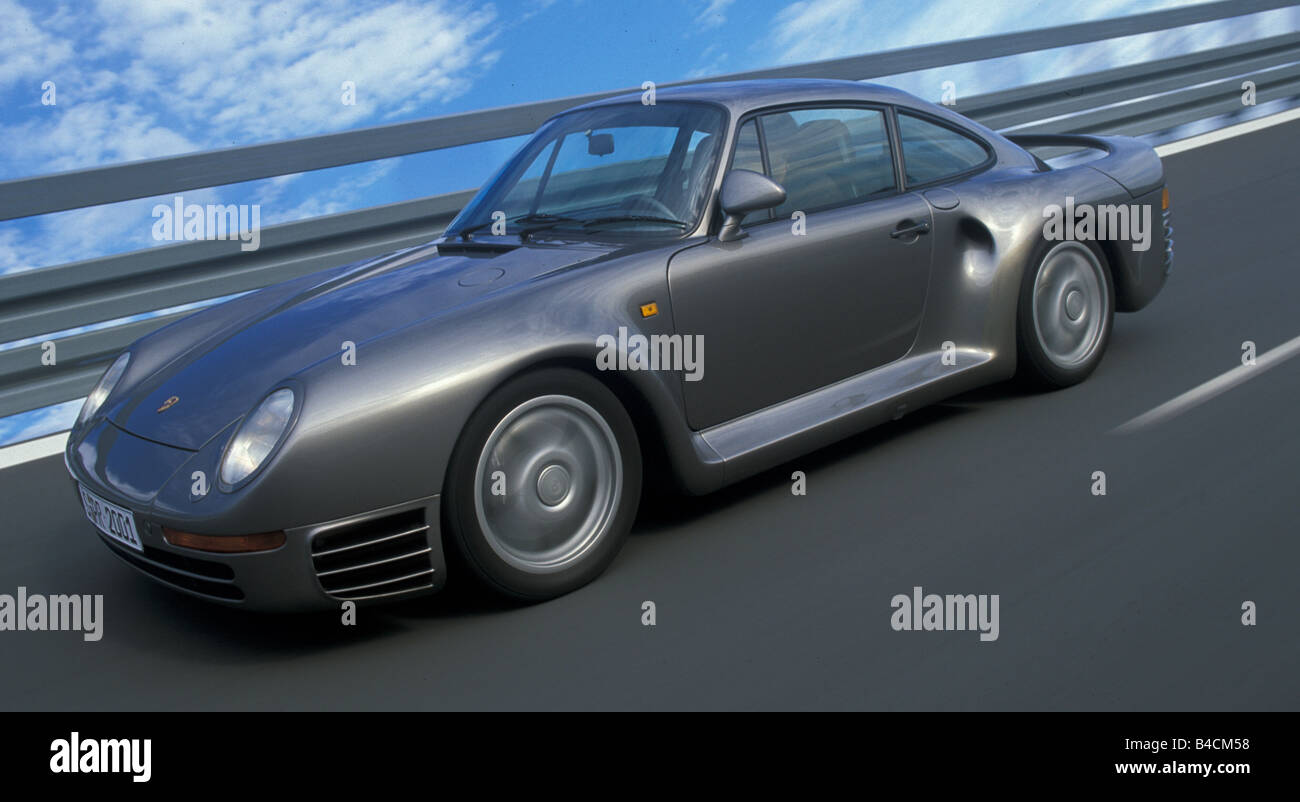 Car, Porsche 959, roadster, coupe/Coupe, silver/anthracite, model year ...