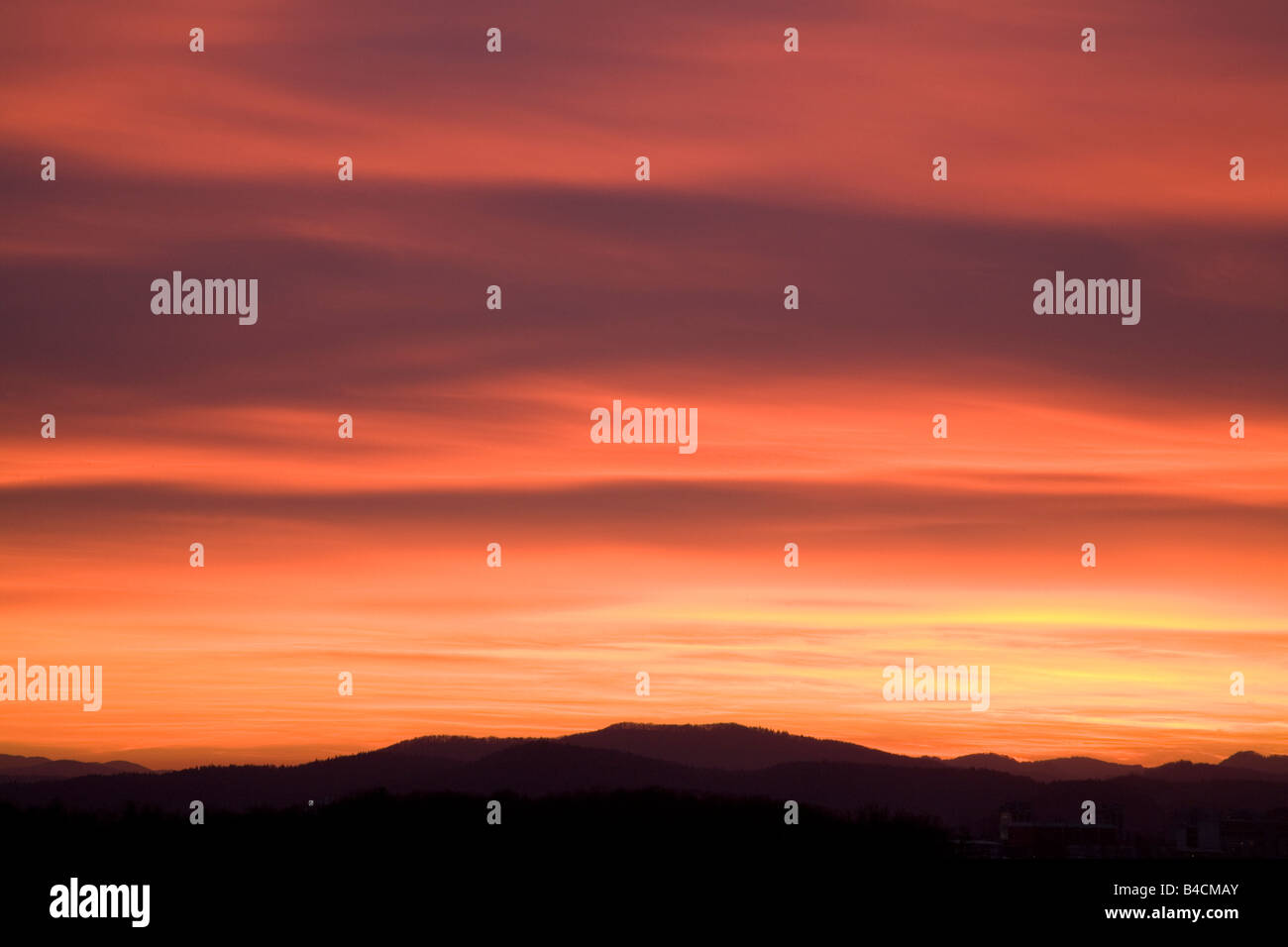 Sunset over Ljubljana suburb Slovenia Stock Photo - Alamy