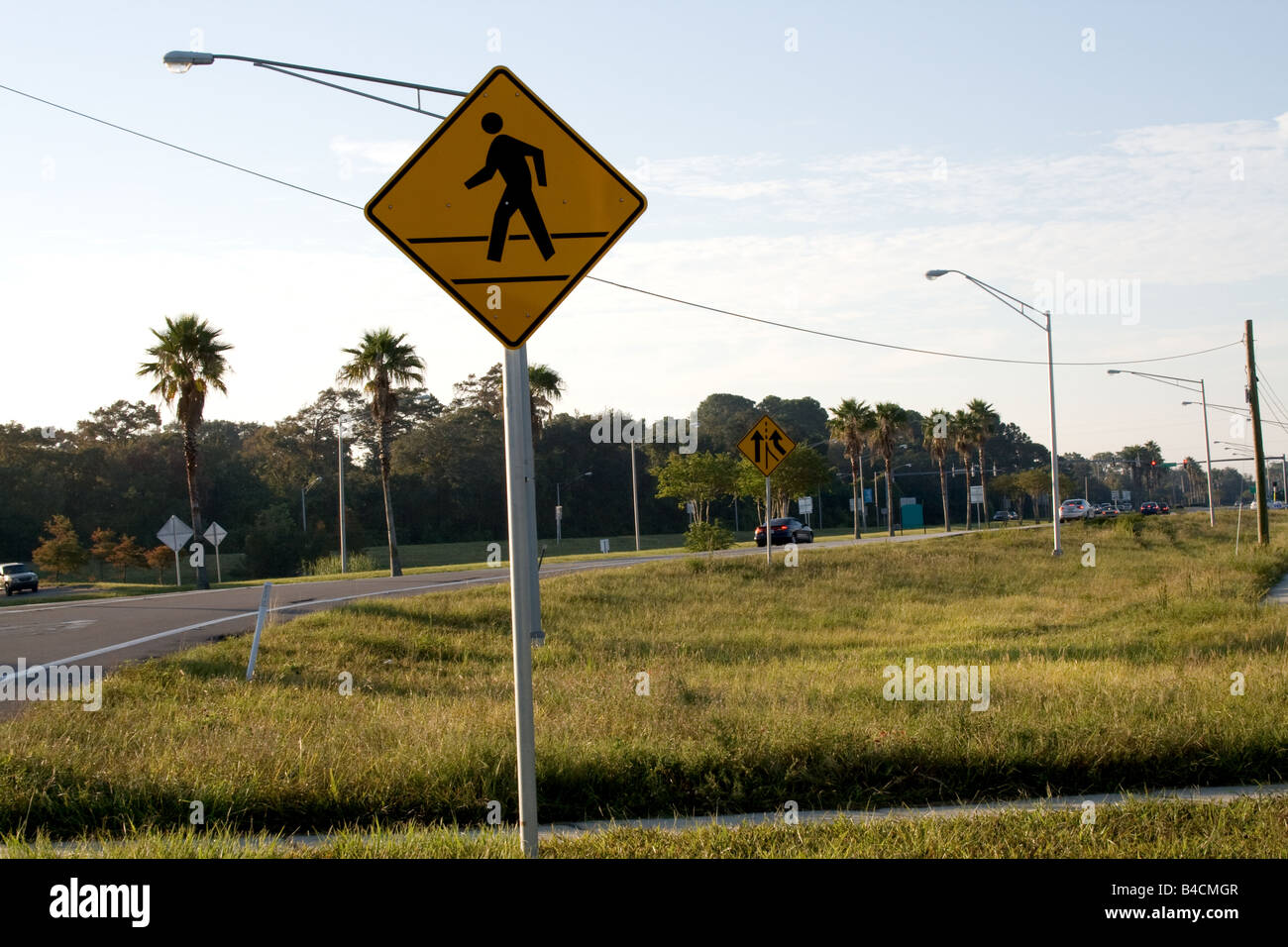 Pedestrian crossing sign crossing Rte A1A in Ponte Vedra Beach, Florida ...