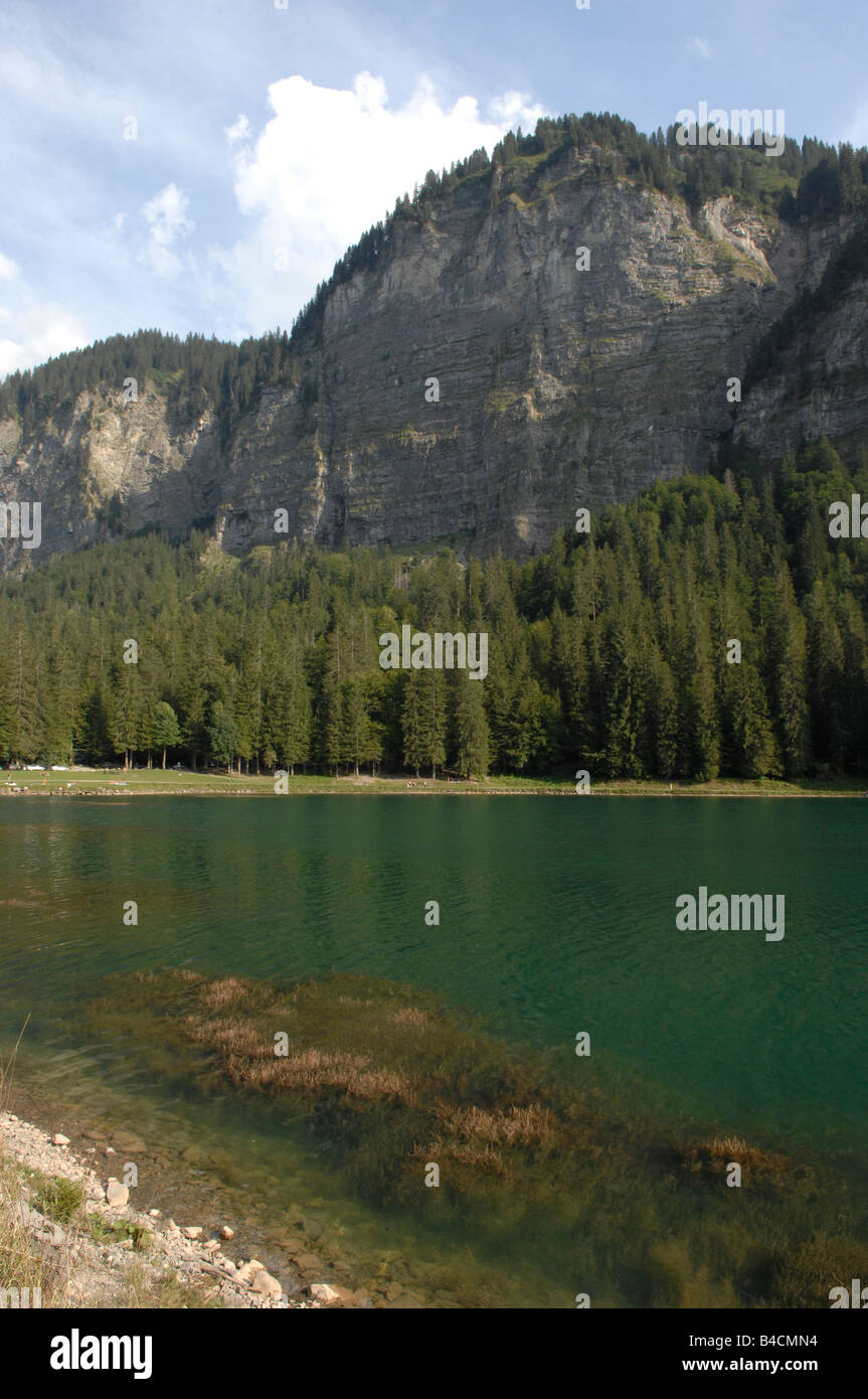 Lake Lac de Montriond French Alps Stock Photo - Alamy