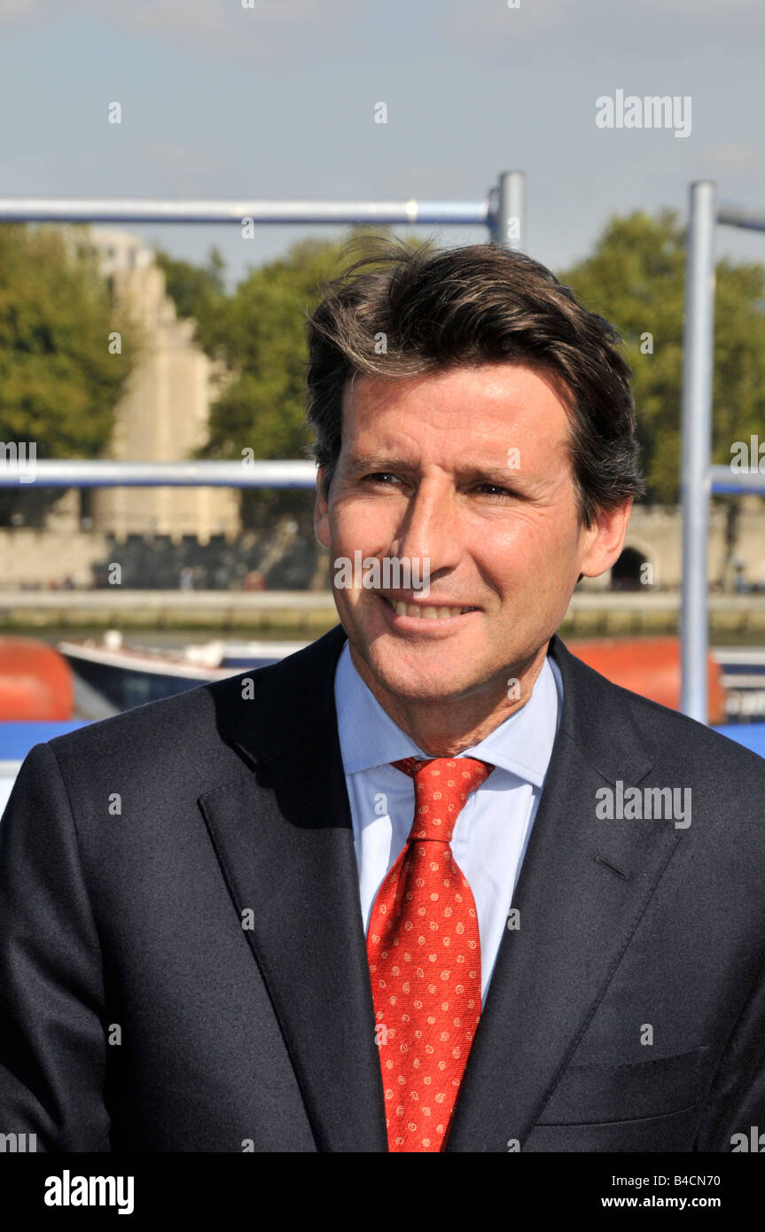 Lord Seb Coe at TV press interview outside City Hall London Stock Photo ...