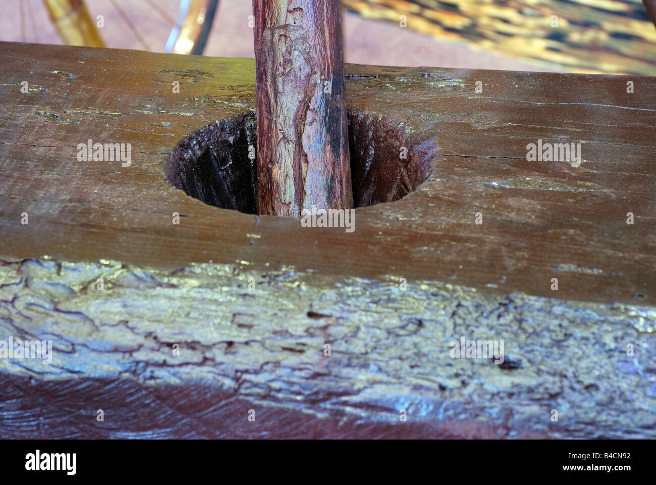 Traditional wooden Rice Pounder and Pestle Stock Photo - Alamy