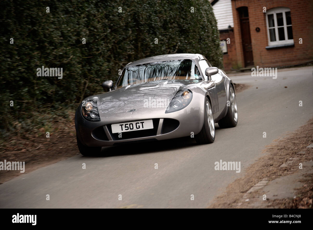 Marcos TSO GT2, model year 2006-, silver, driving, diagonal from the ...