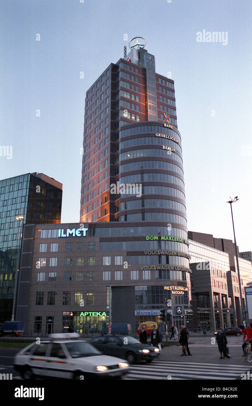 The office complex Ilmet in Warsaw in the evening, Poland Stock Photo ...