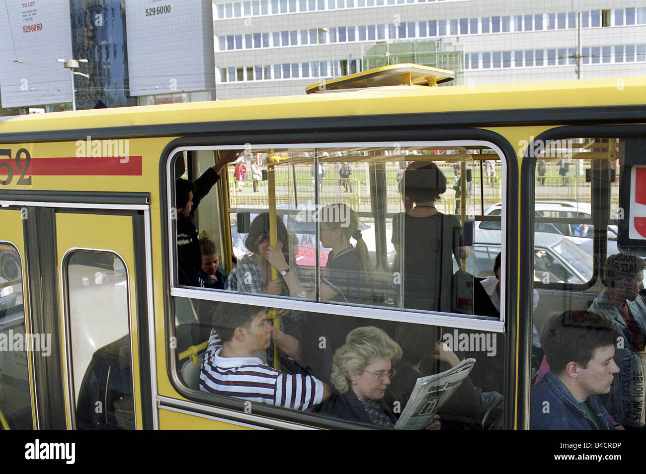 Passengers on a bus, Warsaw, Poland Stock Photo - Alamy