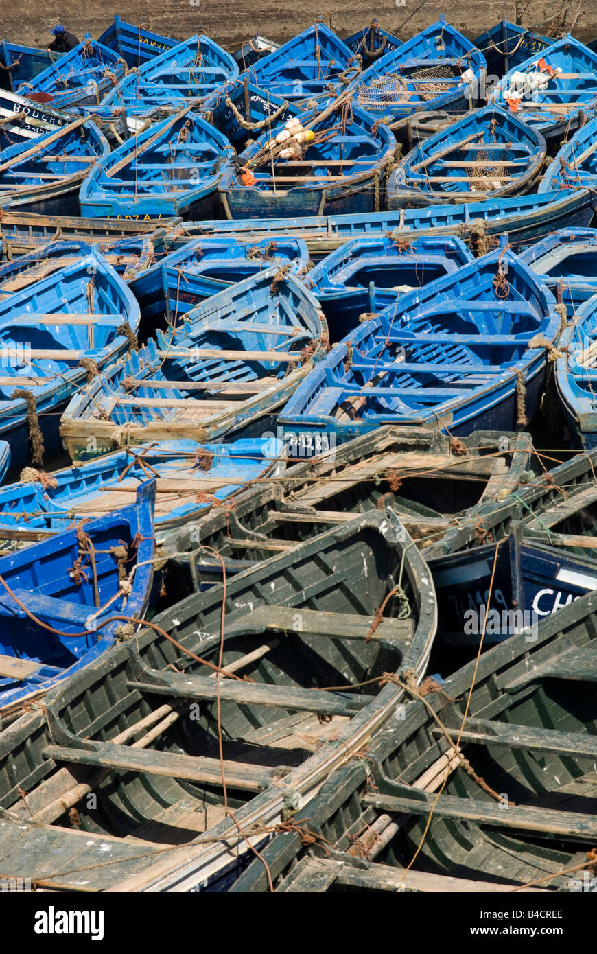Blue fishing boats in Essaouira. Morocco Stock Photo - Alamy
