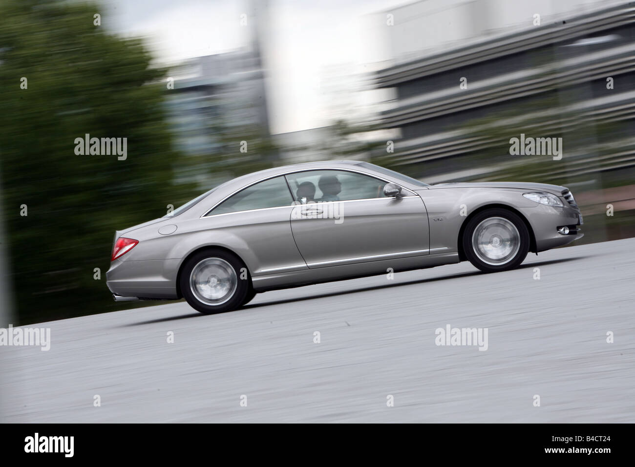 Mercedes CL 600, model year 2006-, silver, driving, side view, City ...