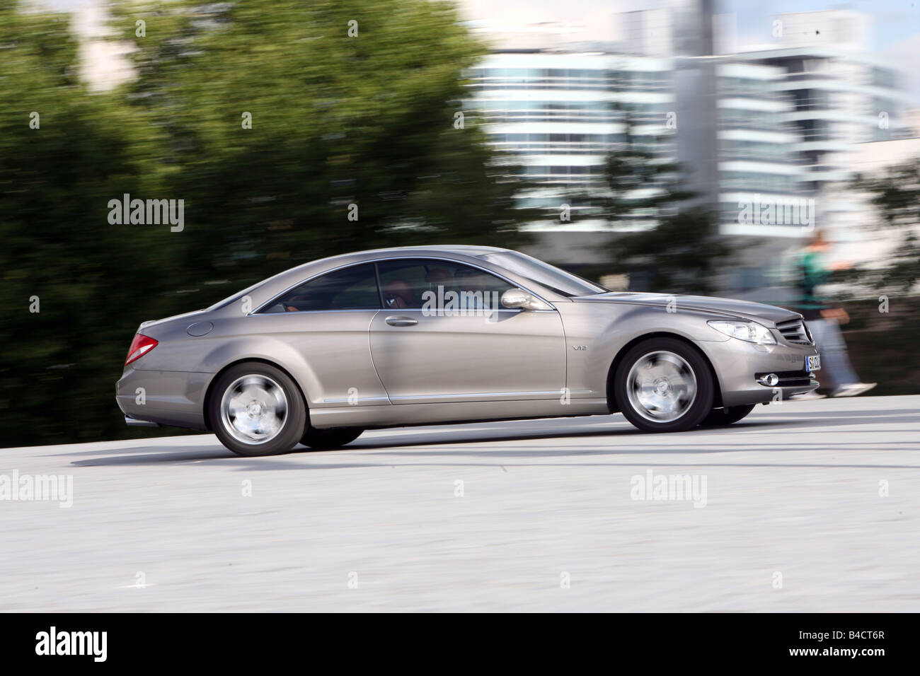 Mercedes CL 600, model year 2006-, silver, driving, side view, City ...