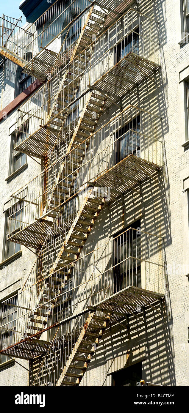 Fire escapes on Manhattan Island New York City USA Stock Photo - Alamy