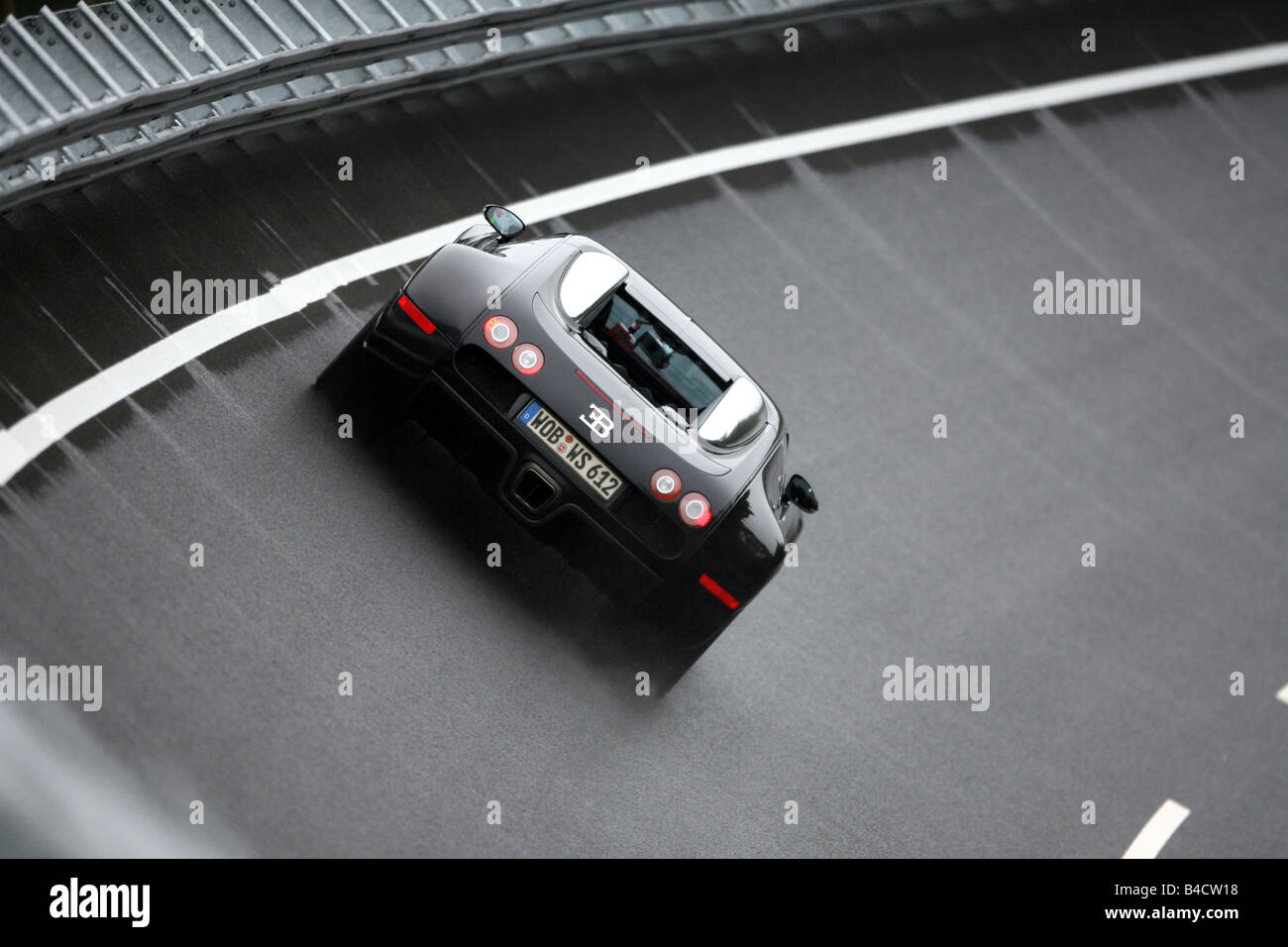 Bugatti 16.4 Veyron, model year 2006-, black, driving, diagonal from ...