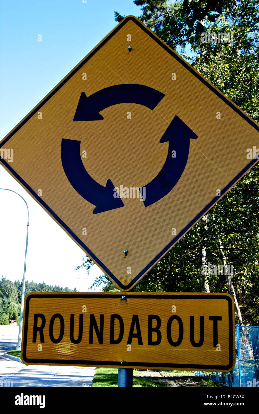Roundabout traffic sign hi-res stock photography and images - Alamy