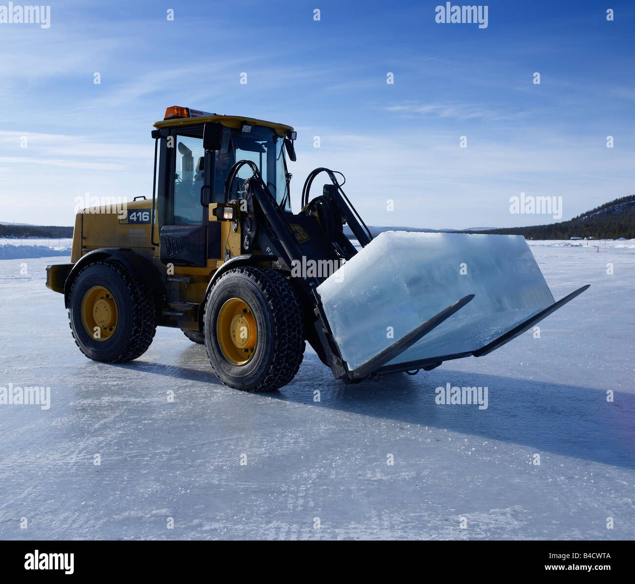 Taking Ice blocks for construction of the Ice Hotel, Torne river ...
