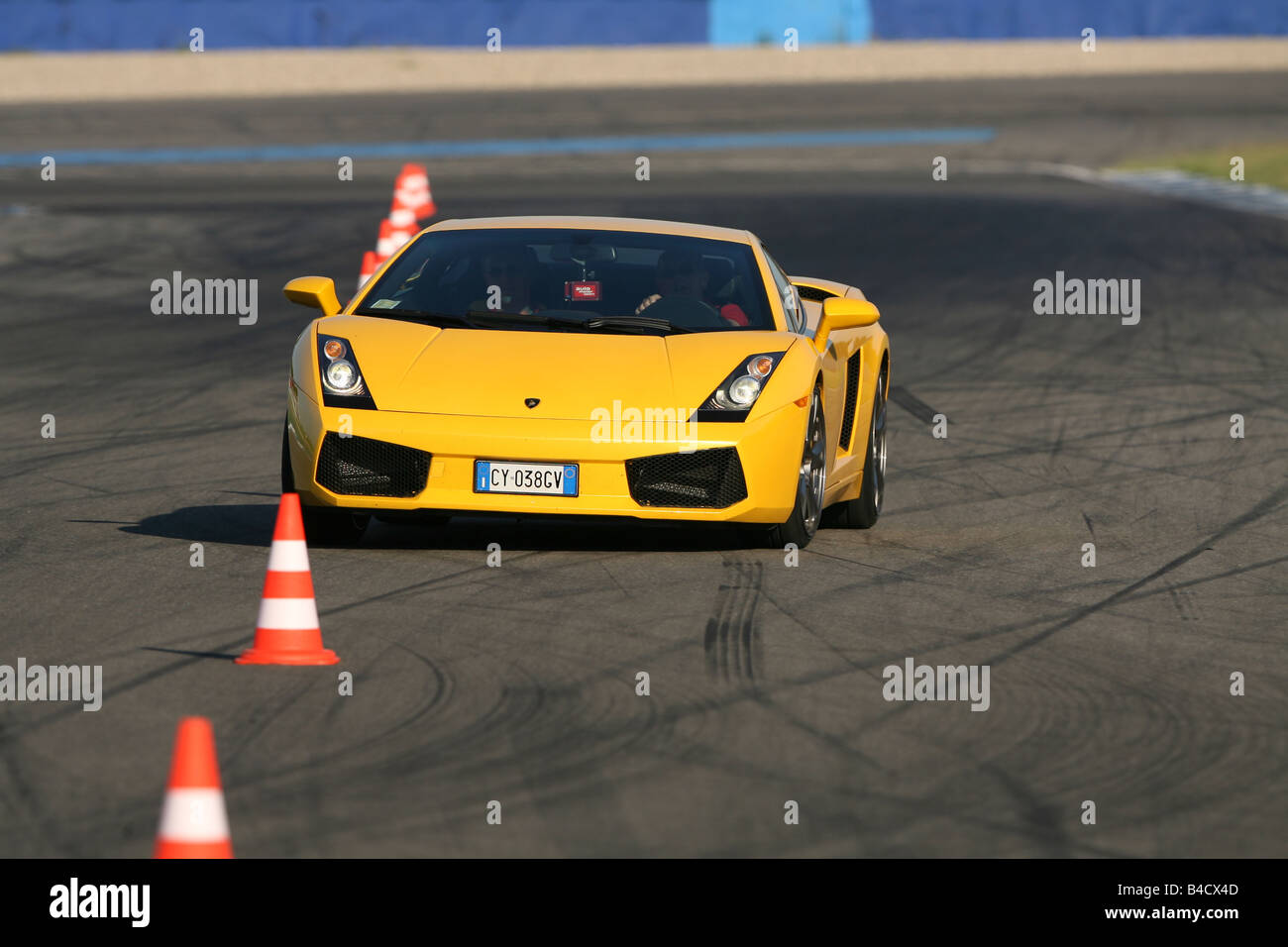 Lamborghini Gallardo, model year 2005-, yellow, driving, diagonal from ...