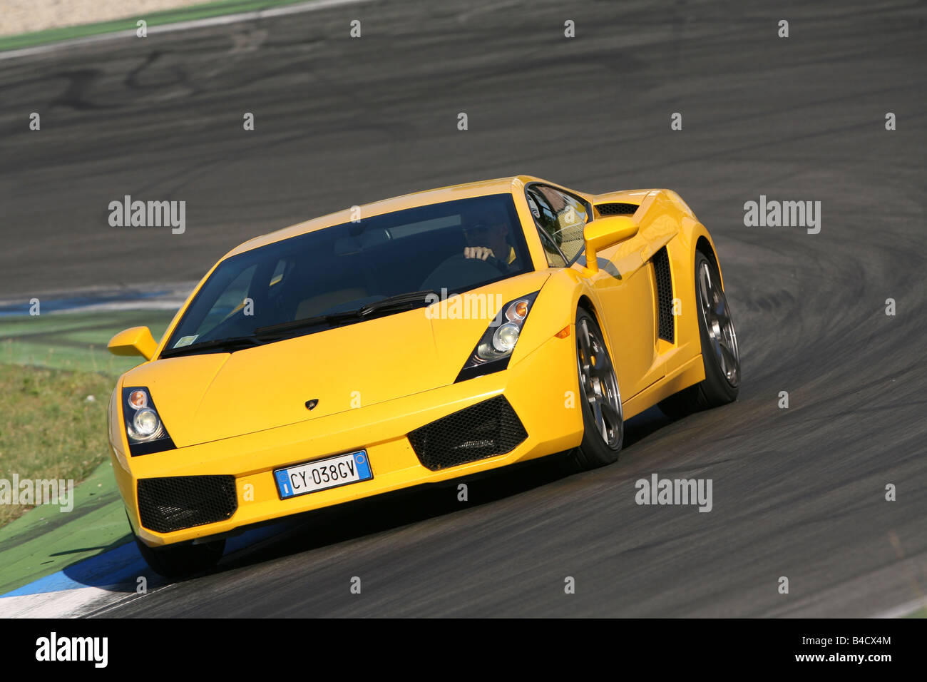 Lamborghini Gallardo, model year 2005-, yellow, driving, diagonal from ...