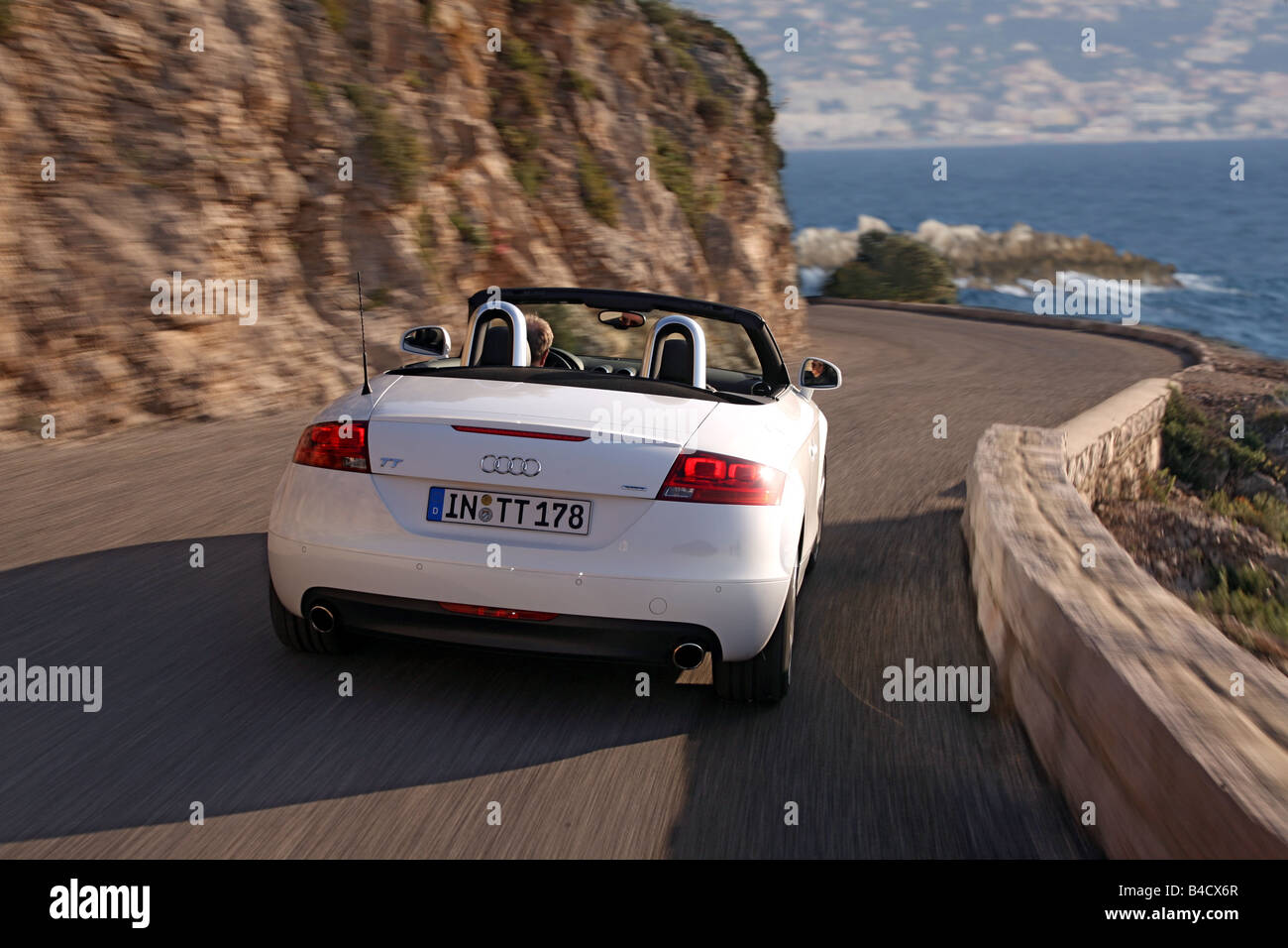 Audi TT Roadster, model year 2006-, white, driving, diagonal from the ...