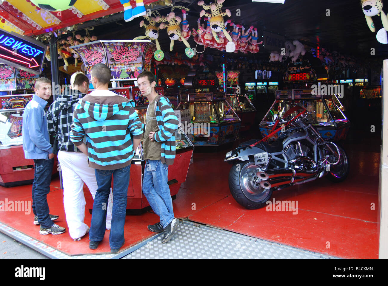 boys in gambling hall at Lille summer fair Stock Photo - Alamy