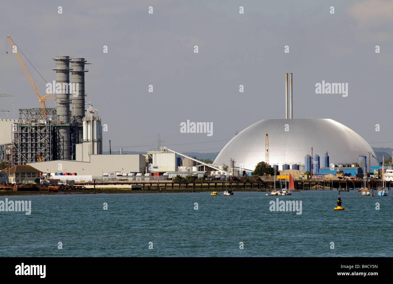 Southampton Water sailing and industry England UK The silver dome at ...