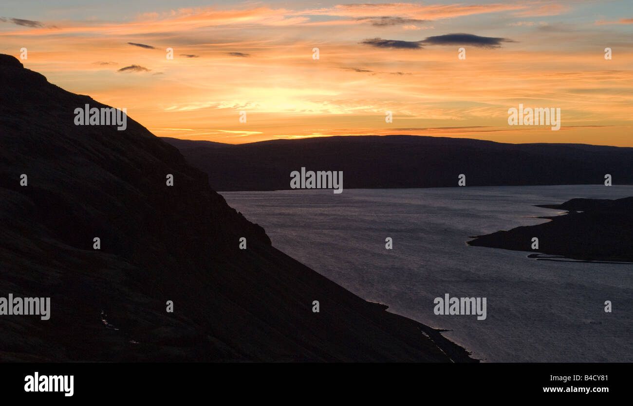 Red Sky over Fjords, Iceland Stock Photo - Alamy