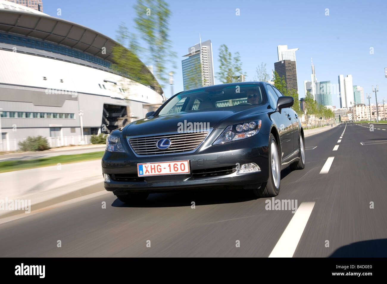 Lexus LS 600h, model year 2007-, black, driving, diagonal from the ...