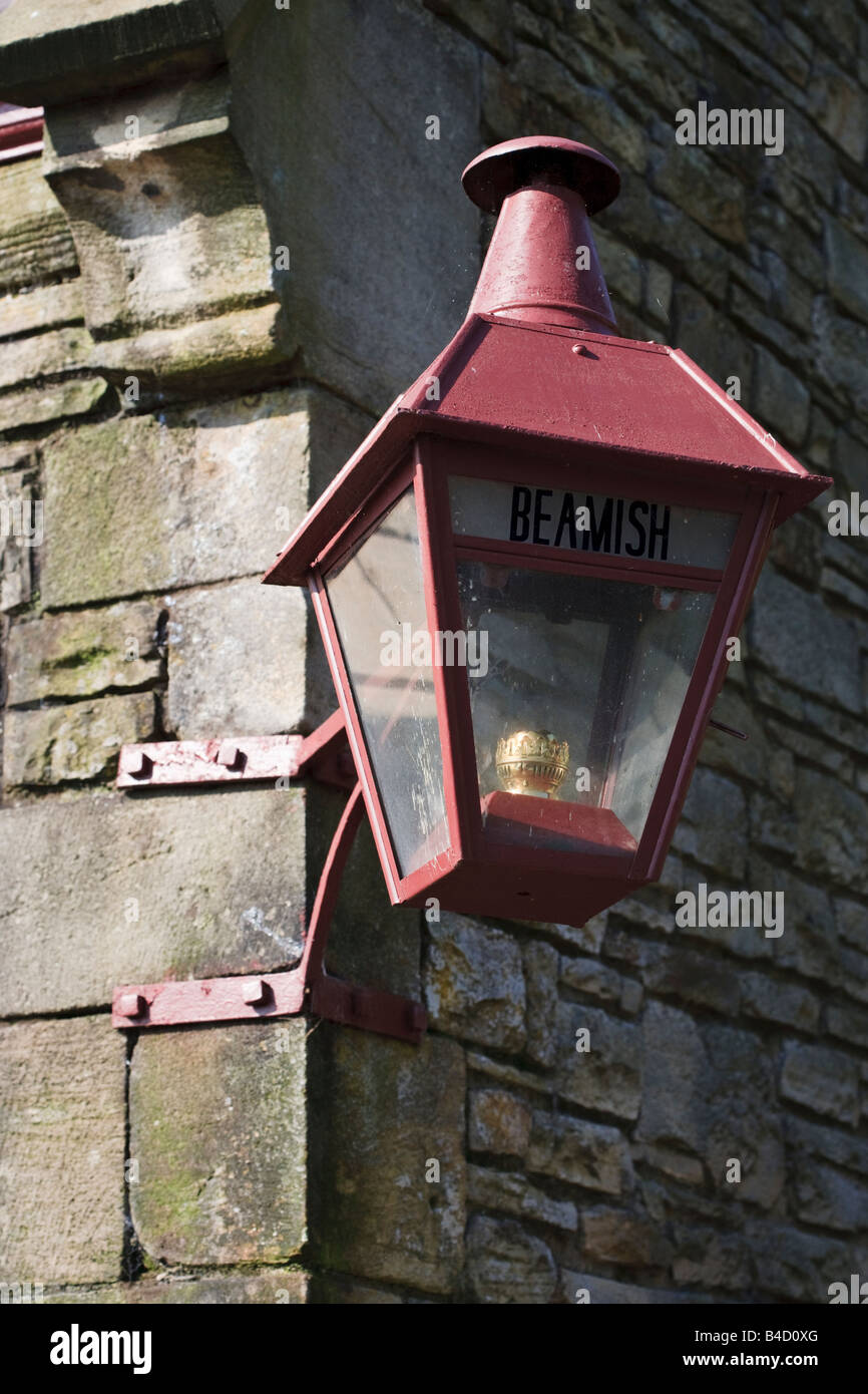 Early twentieth century british railway lamp on the side of the ...