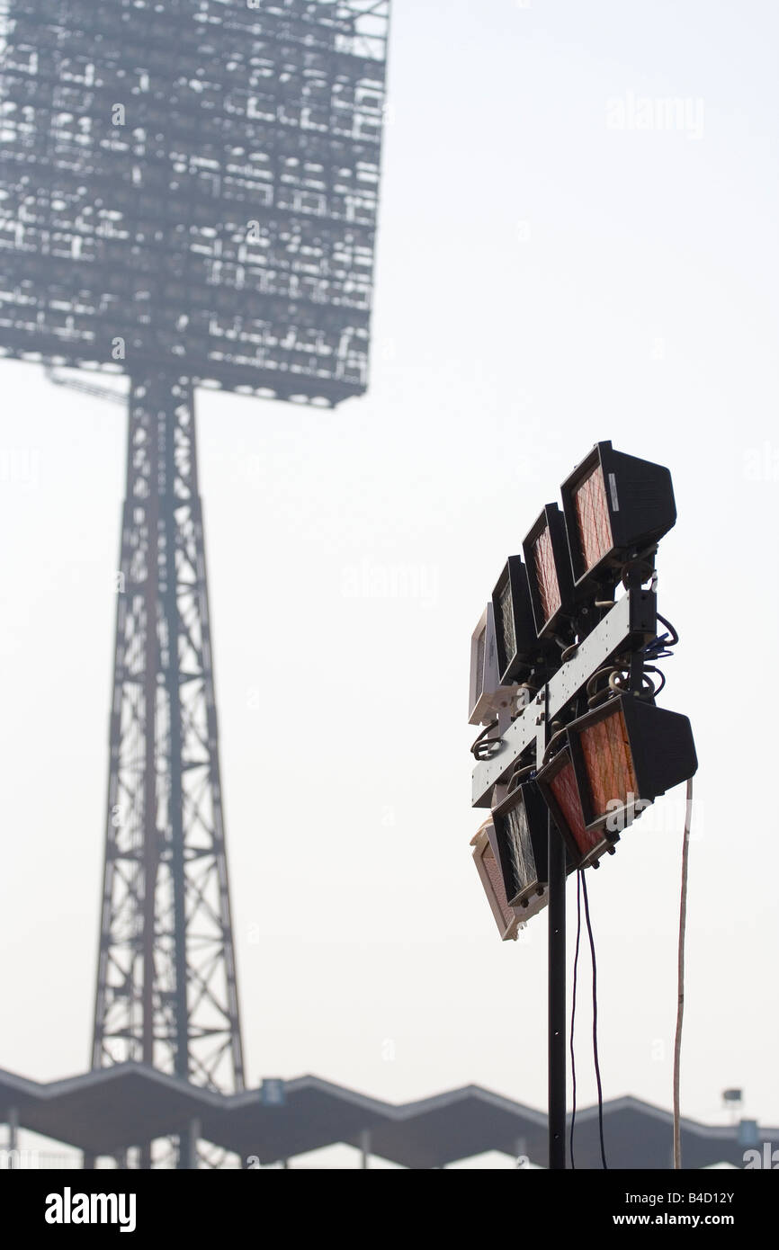 small lights on the floodlight tower background Stock Photo - Alamy