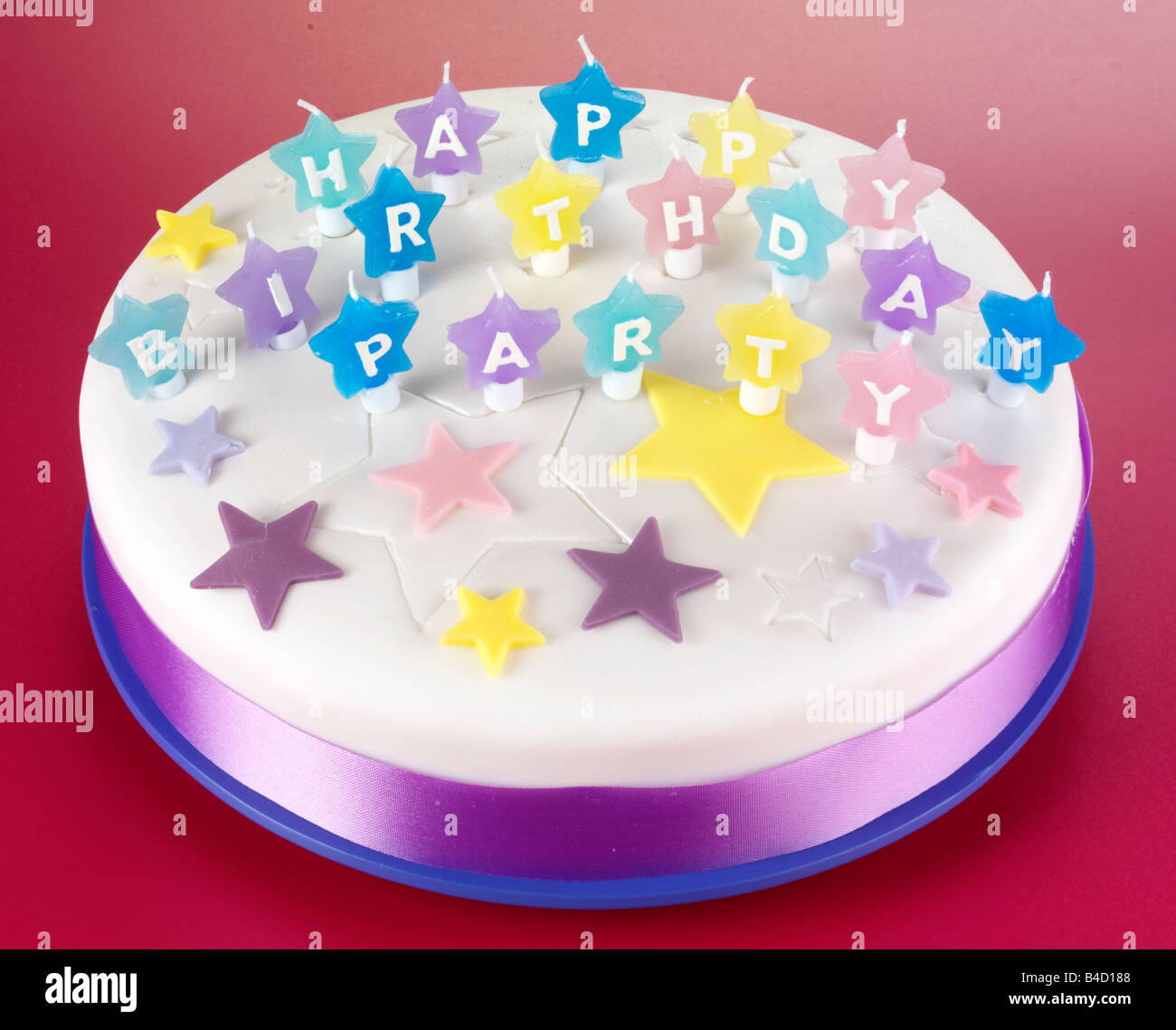 ICED HAPPY BIRTHDAY PARTY CAKE Stock Photo - Alamy