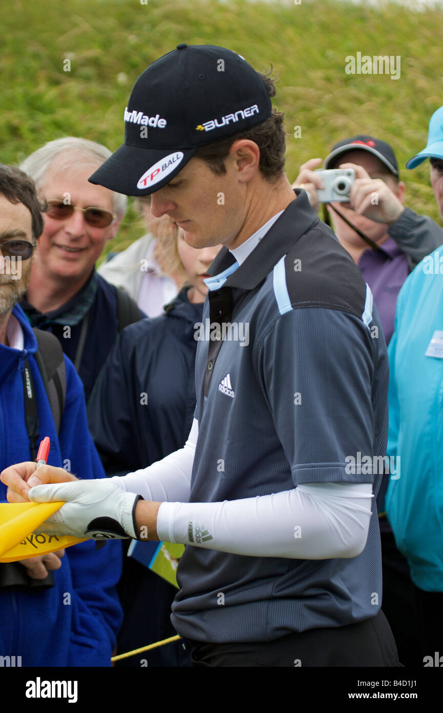 Justin Rose signing autographs at Royal Birkdale Golf Course during the ...