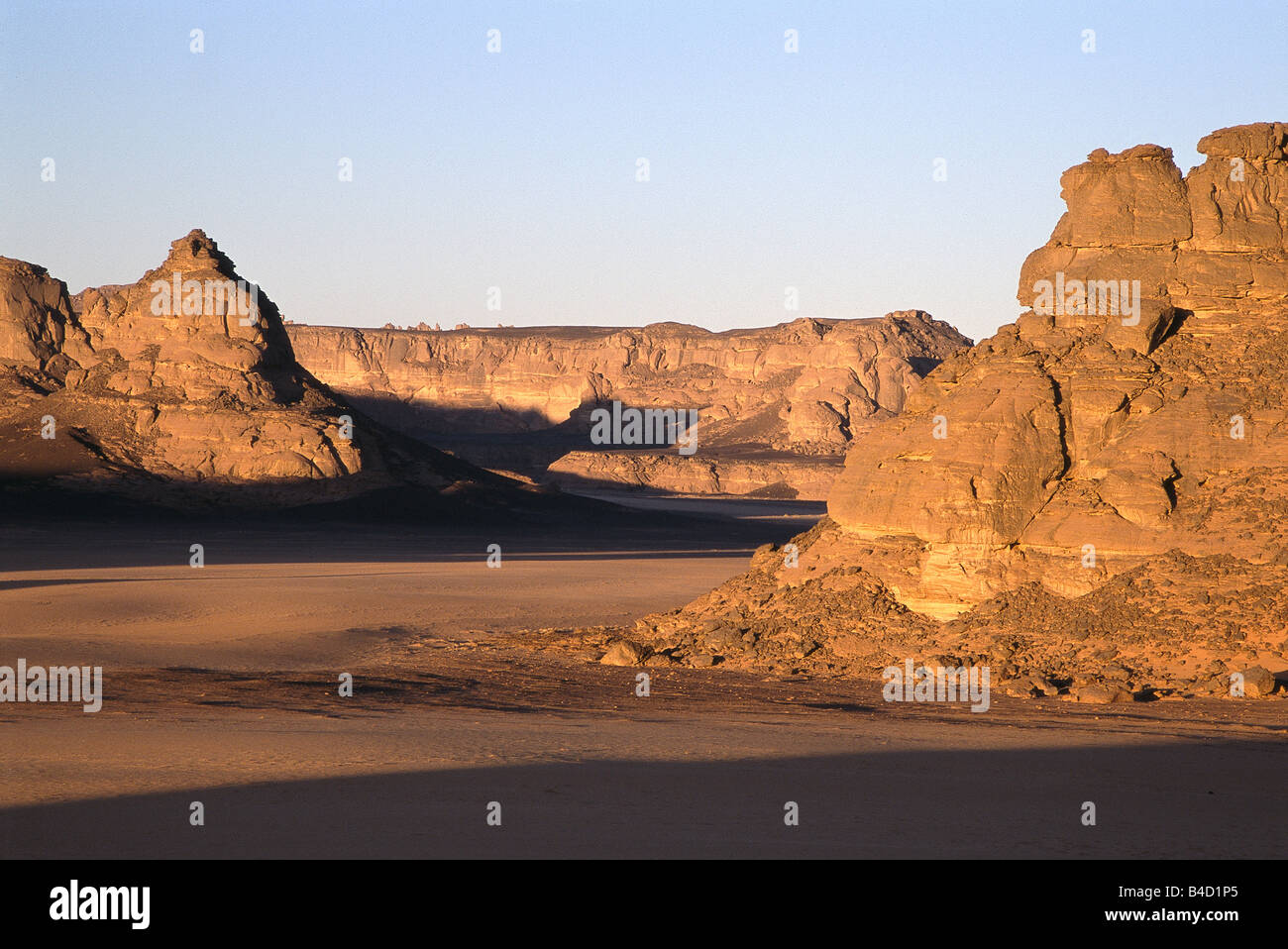 A vast empty valley in Jebel Acacus, Sahara Desert, Libya Stock Photo ...