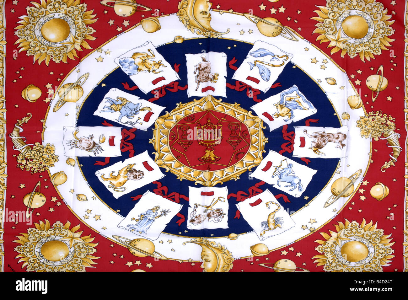 A ladies headscarf showing the astrology signs associated with ...