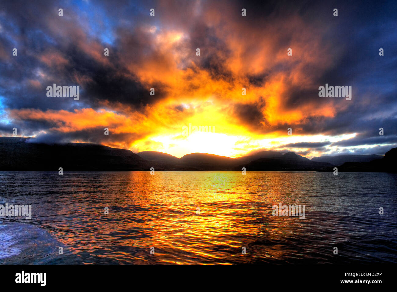 Sunset, Trongisvagsfjordur, Faroe islands Stock Photo - Alamy
