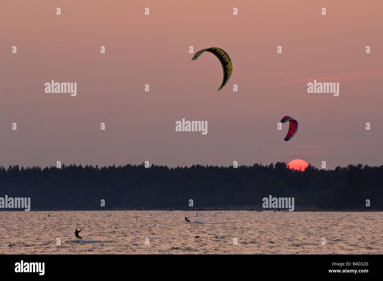 Kite surfing at Yyteri Finland Stock Photo - Alamy