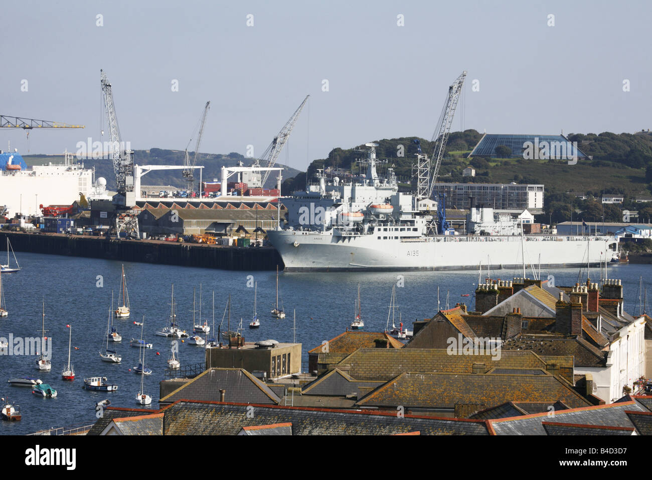 Royal Fleet Auxilliary RFA Argos A135 Berthed at Falmouth Docks Stock ...