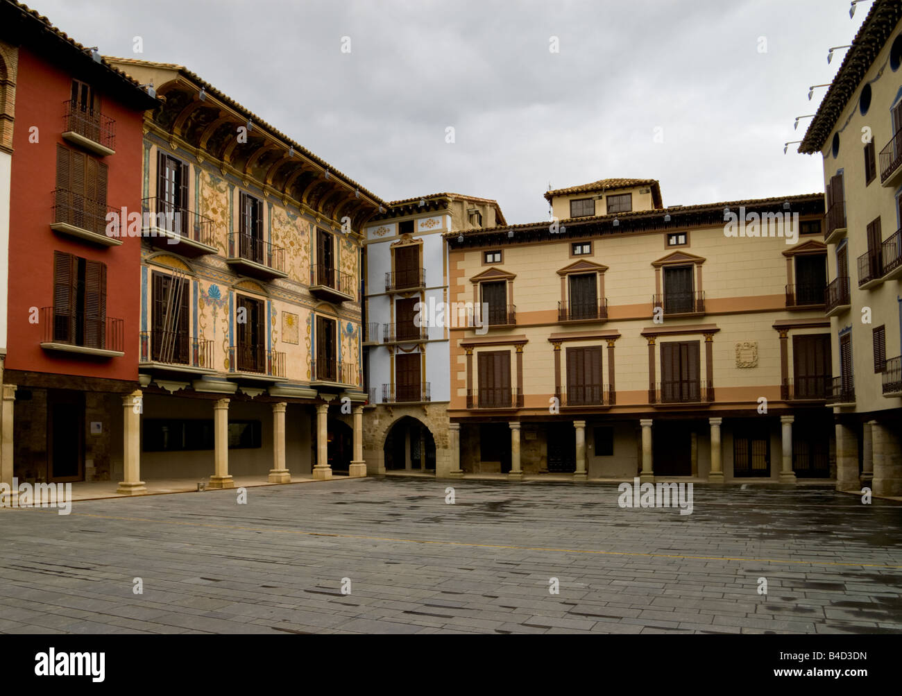 Plaza Mayor in a small town Graus in Aragon (Spain Stock Photo - Alamy