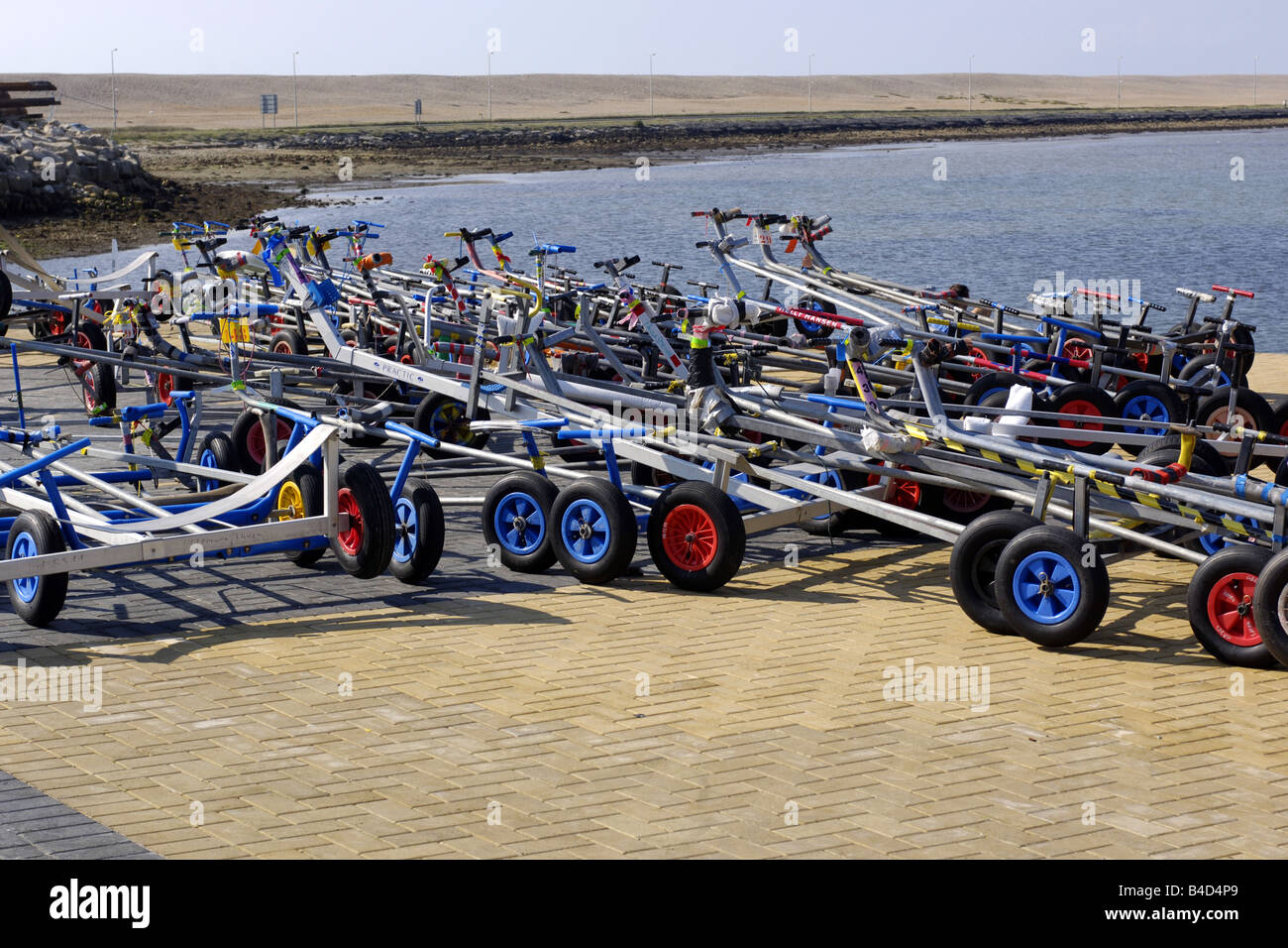 Small Yacht trailers stacked together at a marina Stock Photo - Alamy