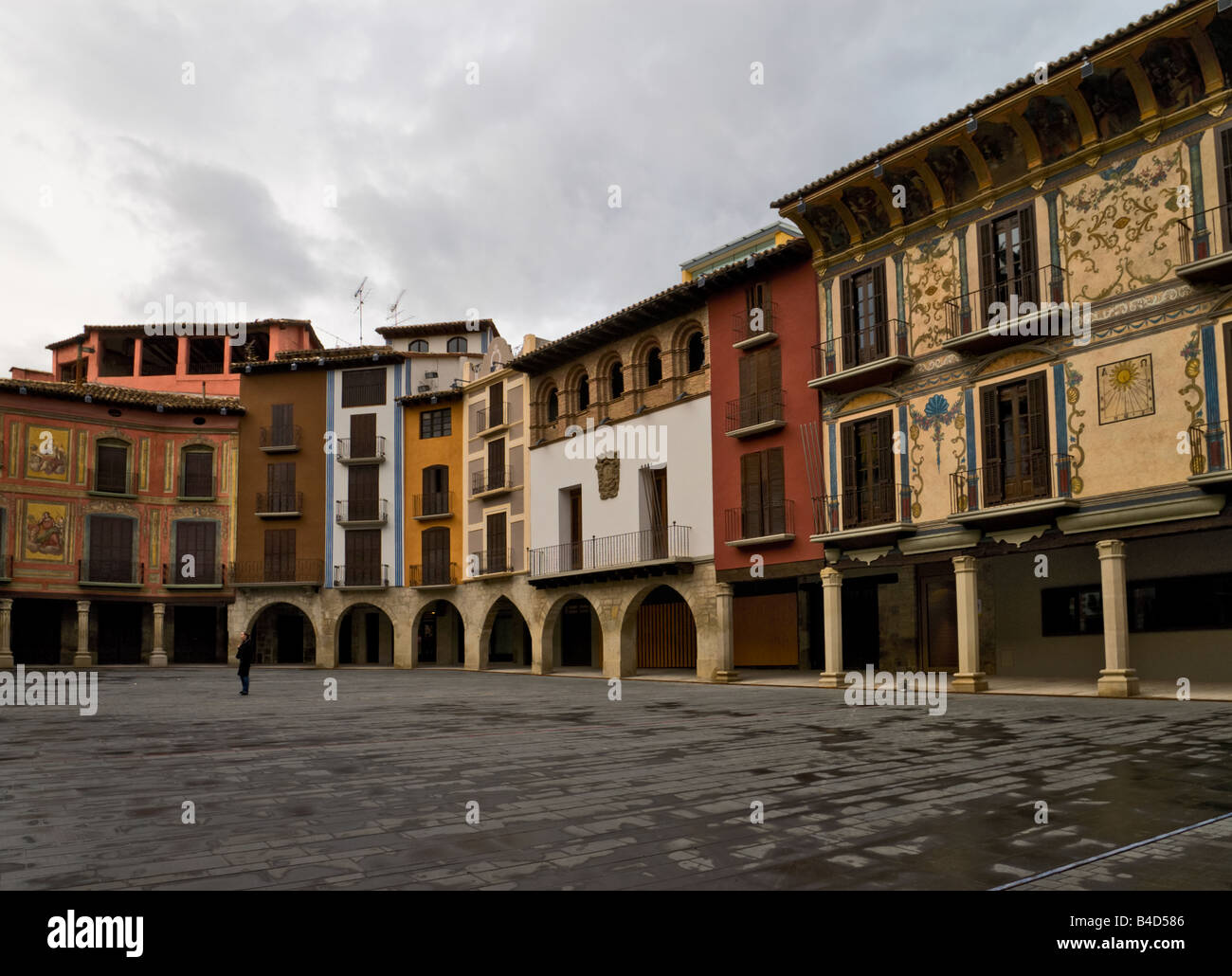 Plaza Mayor in a small town Graus in Aragon (Spain Stock Photo - Alamy