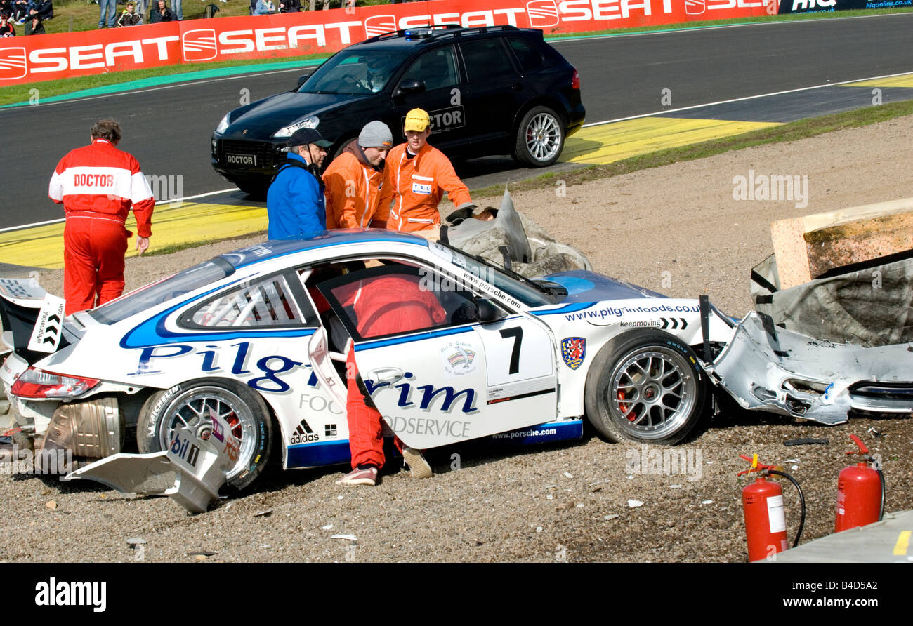 Porsche crash - Rescue Stock Photo - Alamy