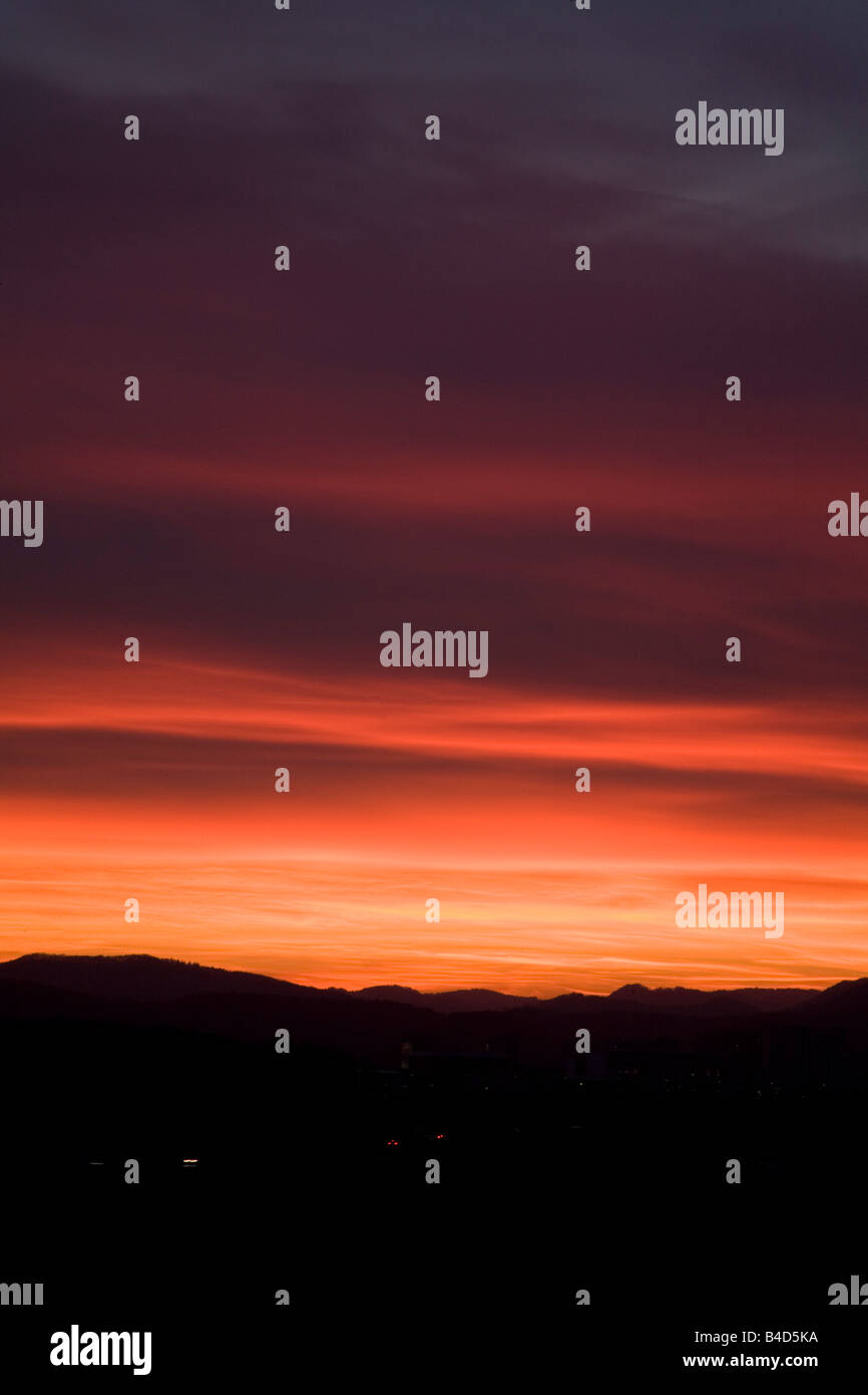 Sunset over Ljubljana suburb Slovenia Stock Photo - Alamy