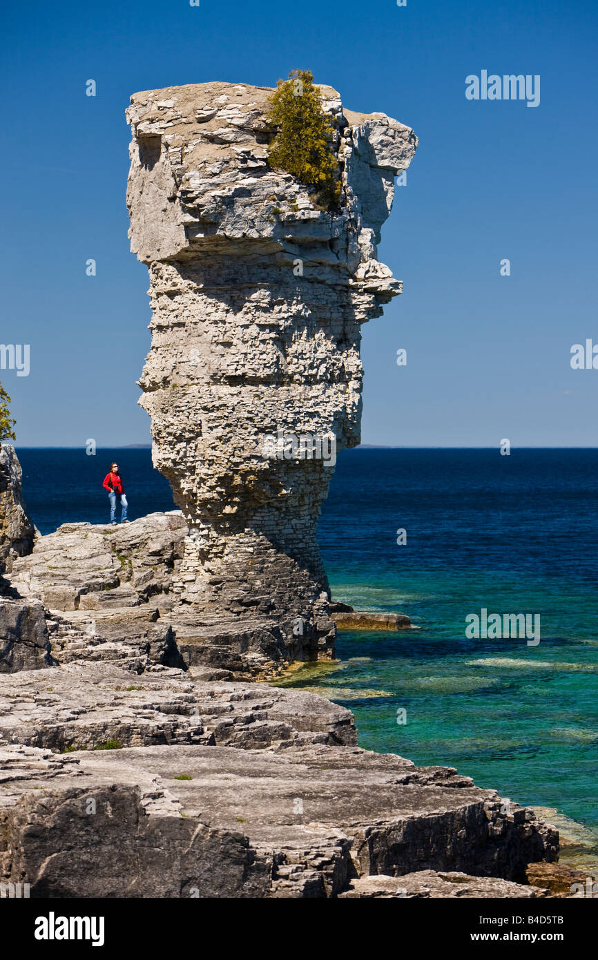 Sea Stack along the shoreline of Flowerpot Island in the Fathom Five ...