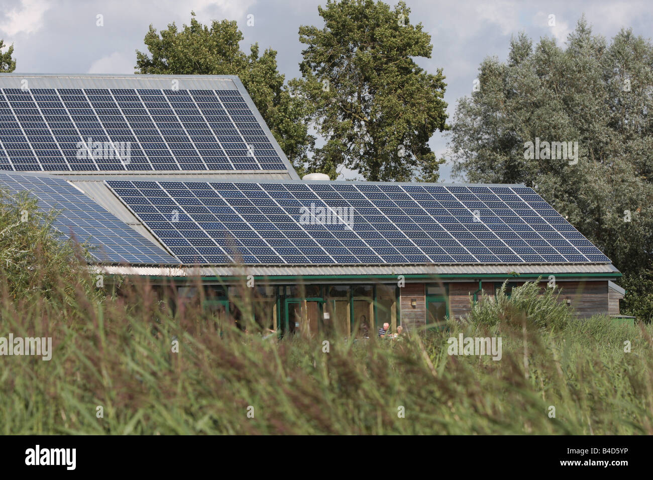 Solar cells on a cafe at Cotsworld water park Stock Photo - Alamy