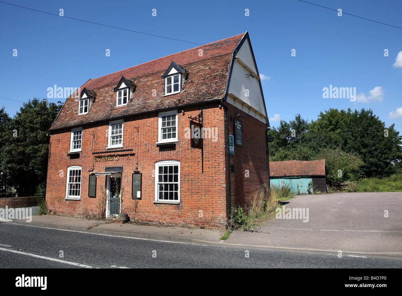Derelict closed down pub in Wickhambrook Suffolk The letters outside ...